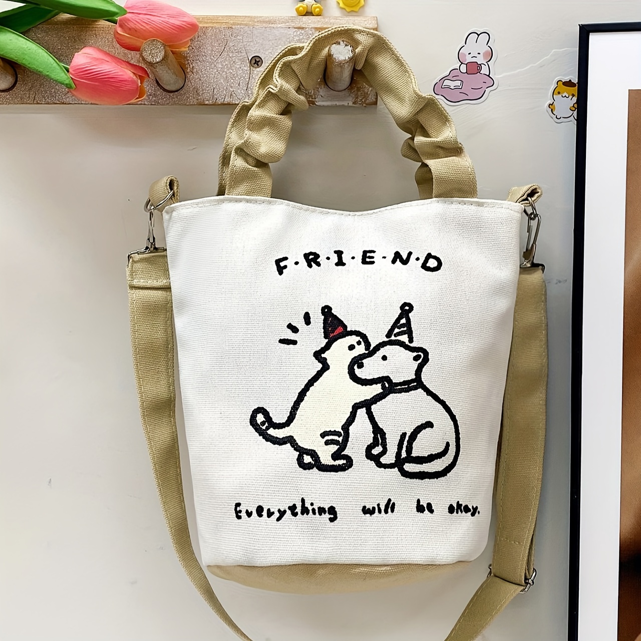 Girl's Portable Tote Bag Canvas Bucket Bag Cute Bucket - Temu United ...