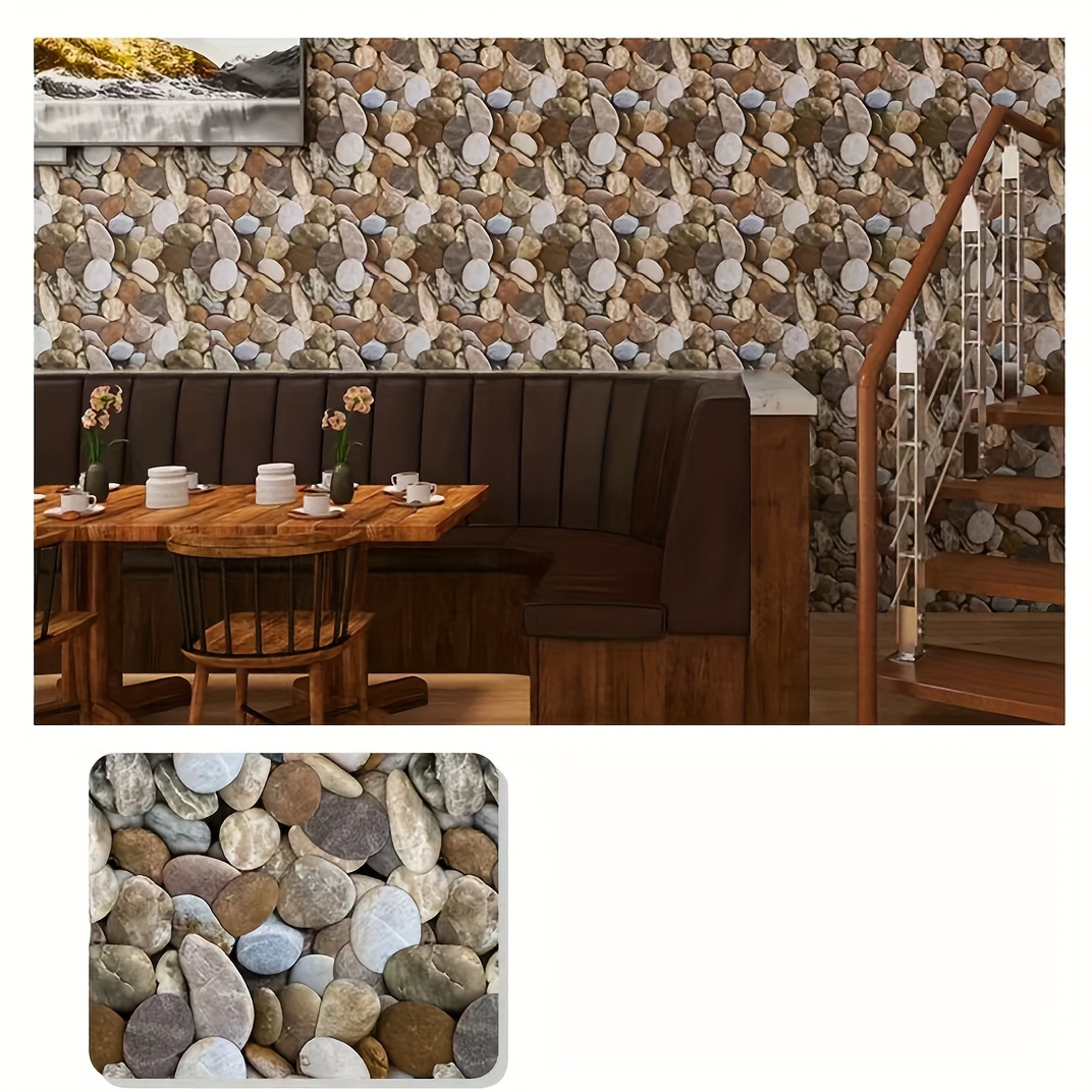 Self adhesive Cobblestone Glossy Contact Wallpaper Removable - Temu ...