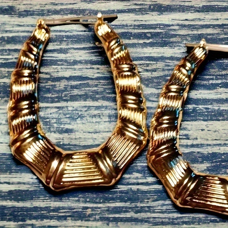 Unique Hollow Bamboo Water Drop Design Hoop Earrings Alloy - Temu Canada