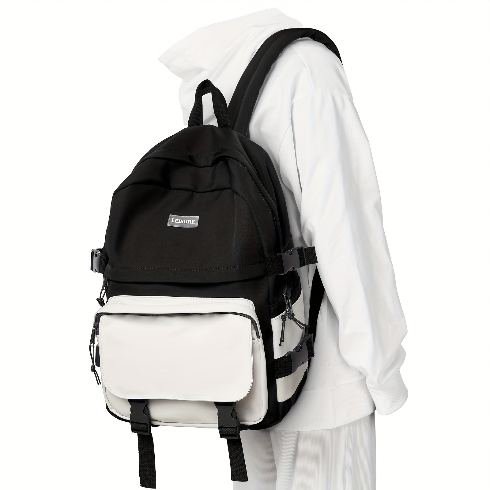 Trendy Preppy Colorblock Backpack Minimalist Zipper Backpack - Temu ...