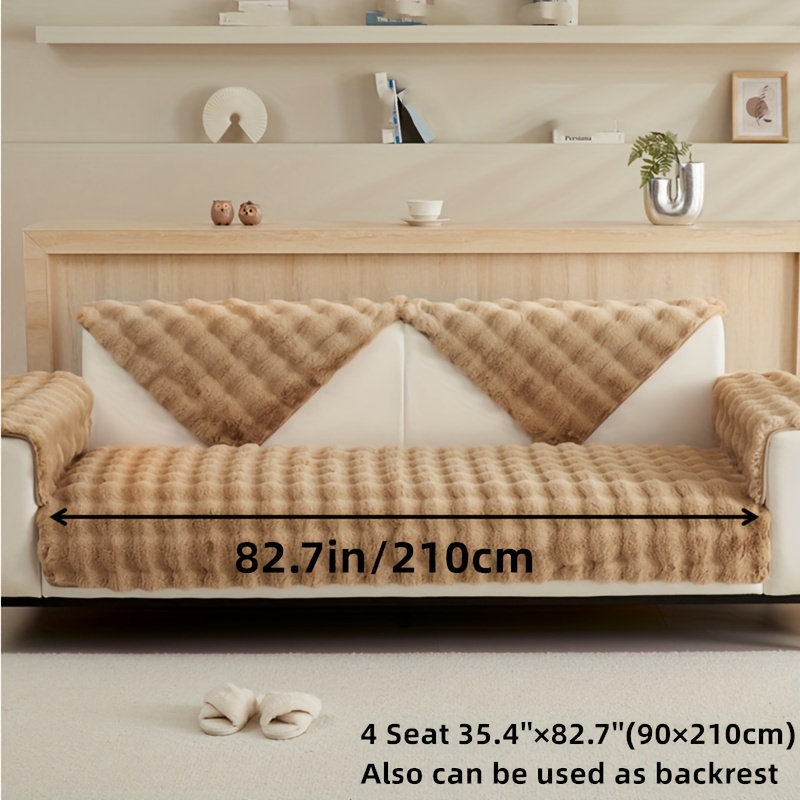 1pc Bubble Velvet Sofa Slipcover Winter Thickened Warm Cream - Temu ...