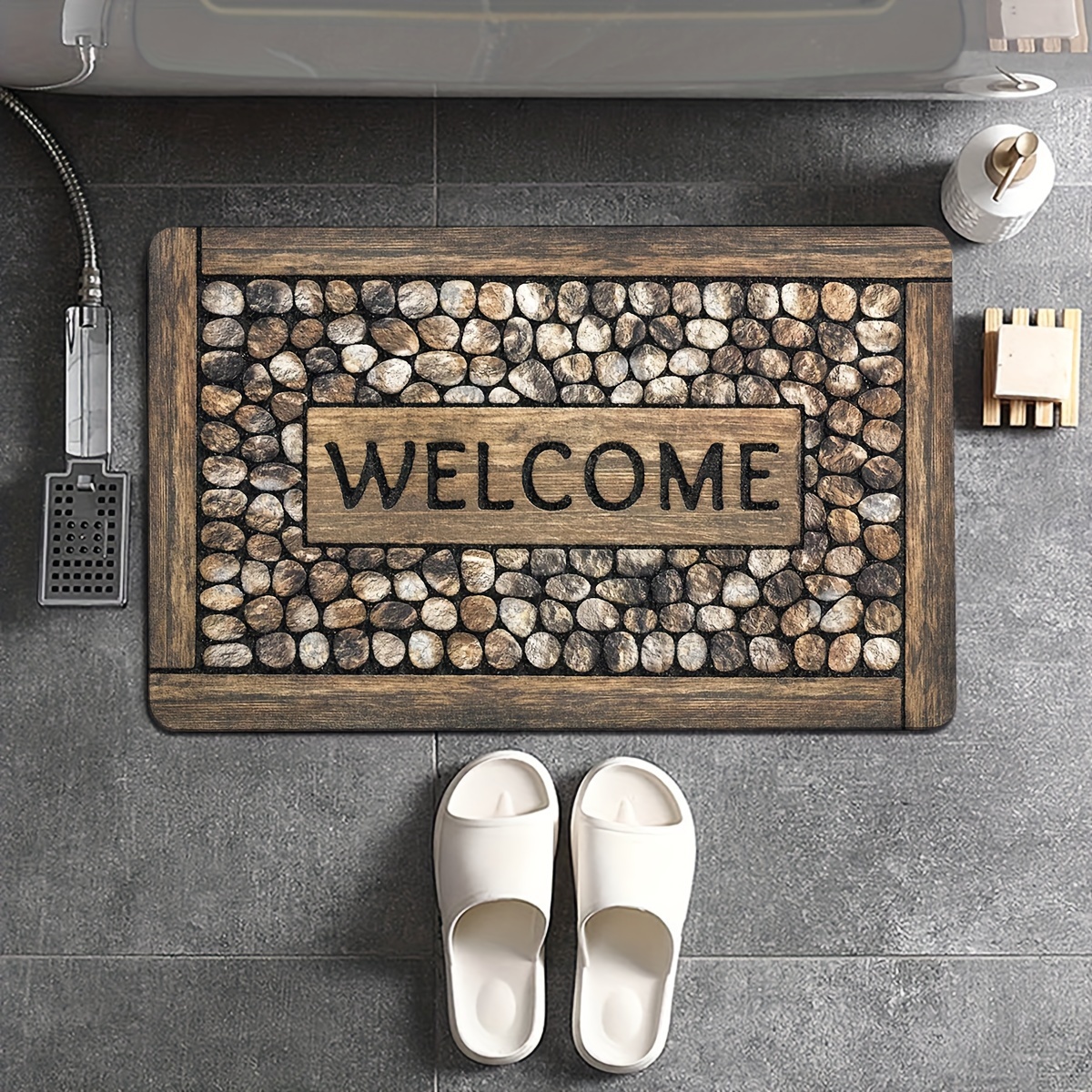 Stone Pattern Entrance Doormat Durable Stain resistant Throw - Temu ...