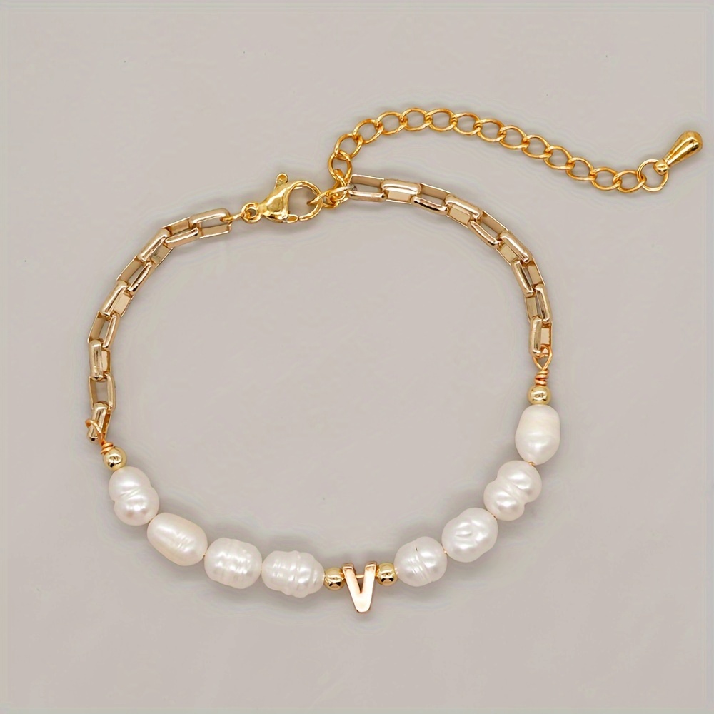 Niche Design Beaded Bracelet Letter Shape Beads Elegant Hand - Temu ...