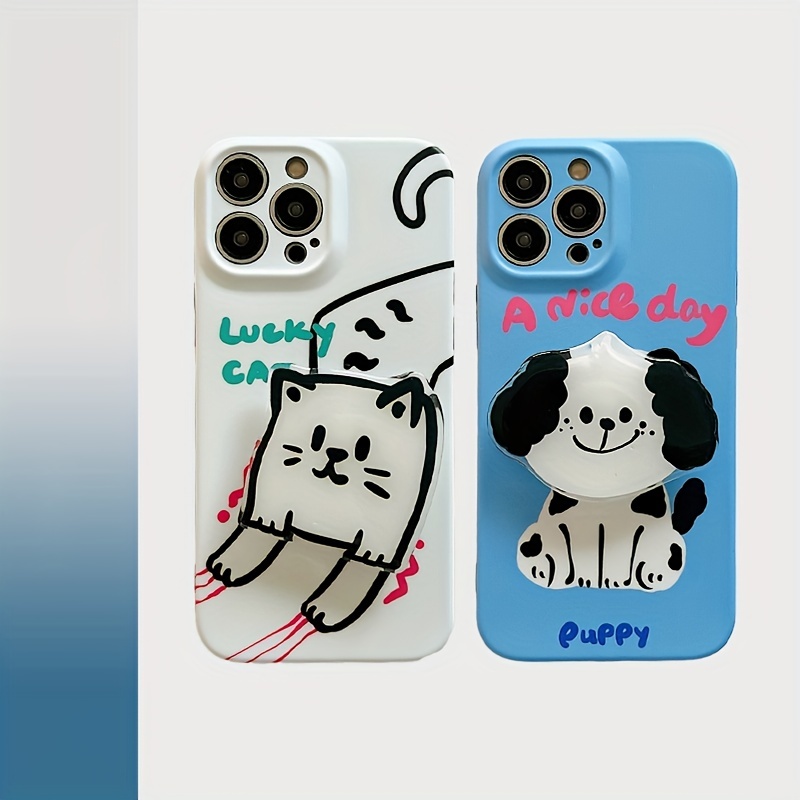 Gliding Cat Milk White Dog Phone Case For Iphone 14 13 12 11 - Temu ...