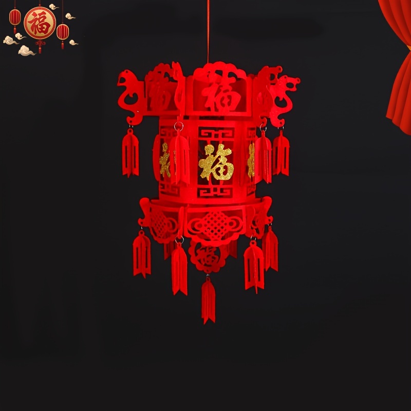 1pc Chinese New Year Lantern Diy Fu Character Red Lantern Decor Hanging ...