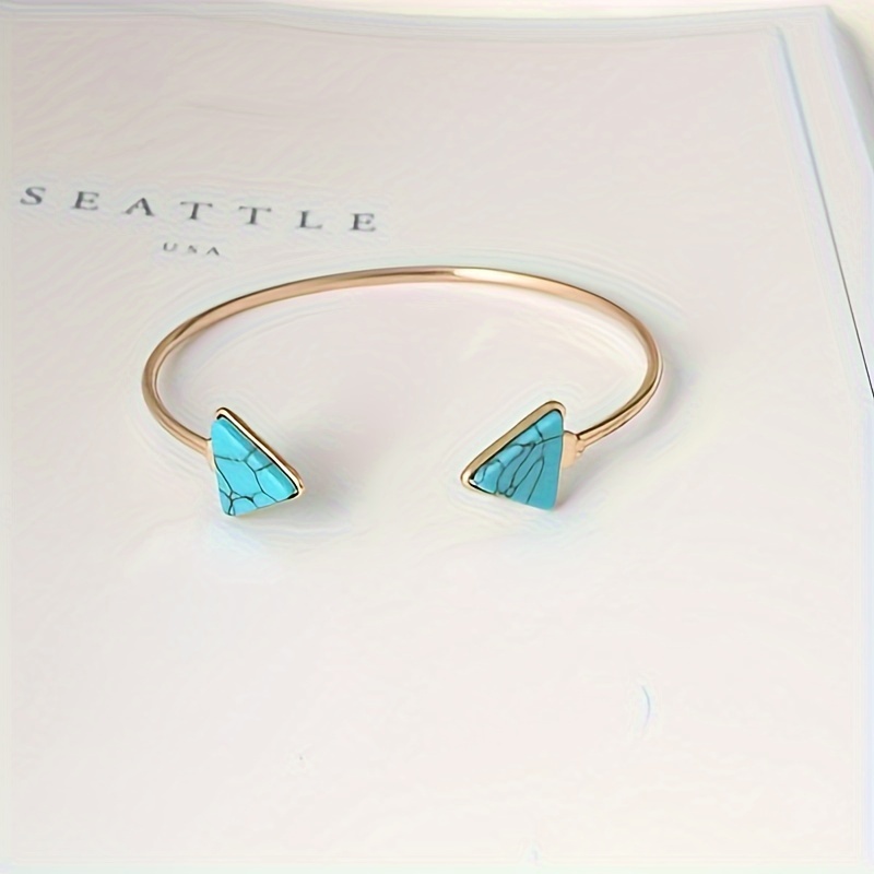 Creative Triangle Design Cuff Bracelet Alloy Jewelry Marble - Temu ...
