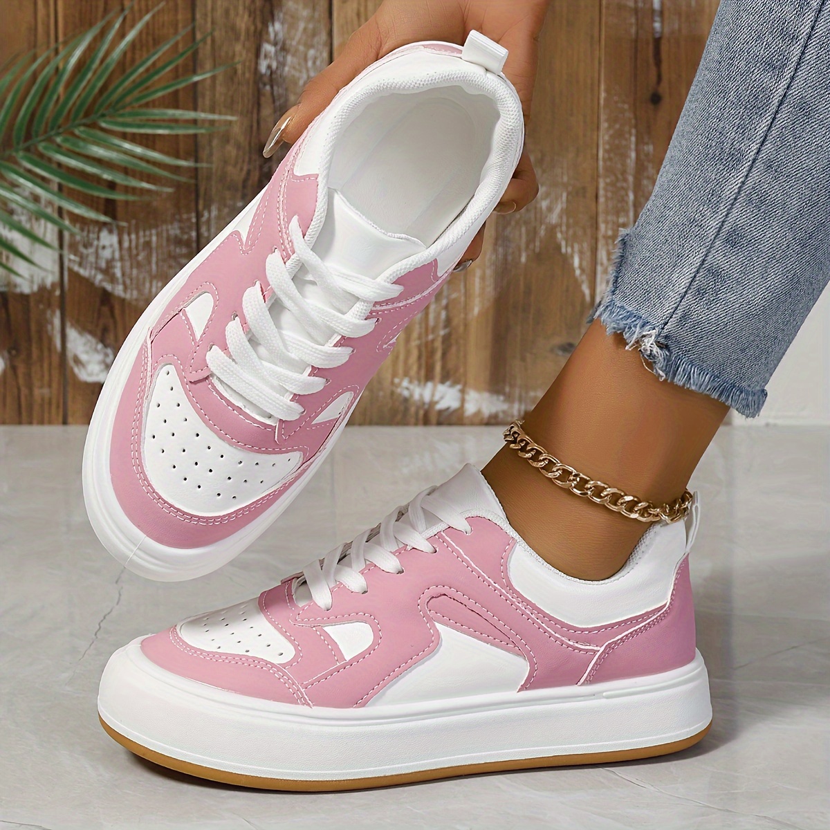 Womens Colorblock Casual Sneakers Lace Soft Sole Platform - Temu United ...