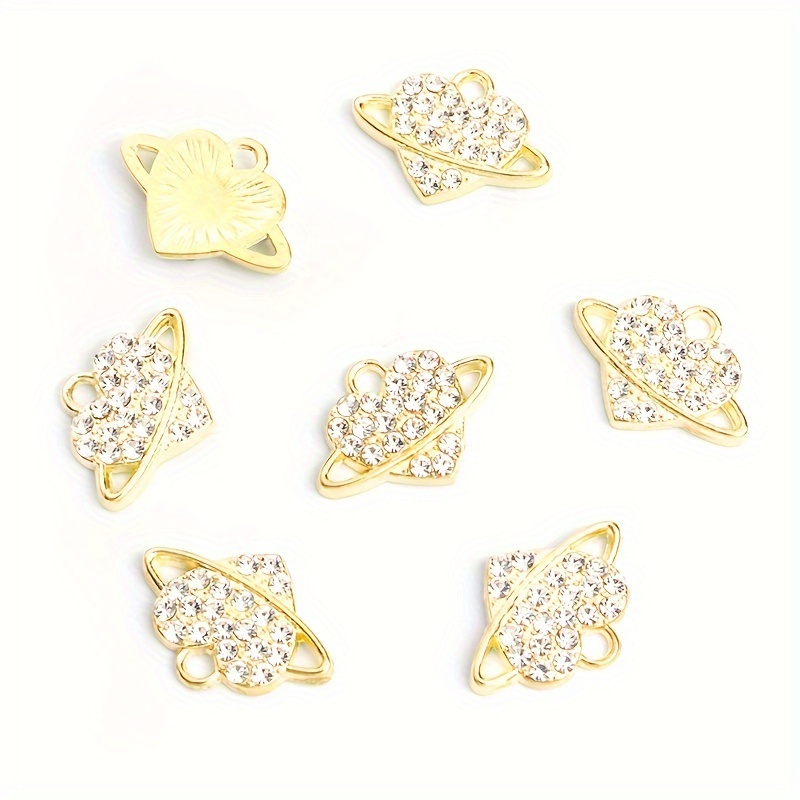 Inlaid Rhinestones Love Heart Planet Glitter Charms Diy - Temu United ...