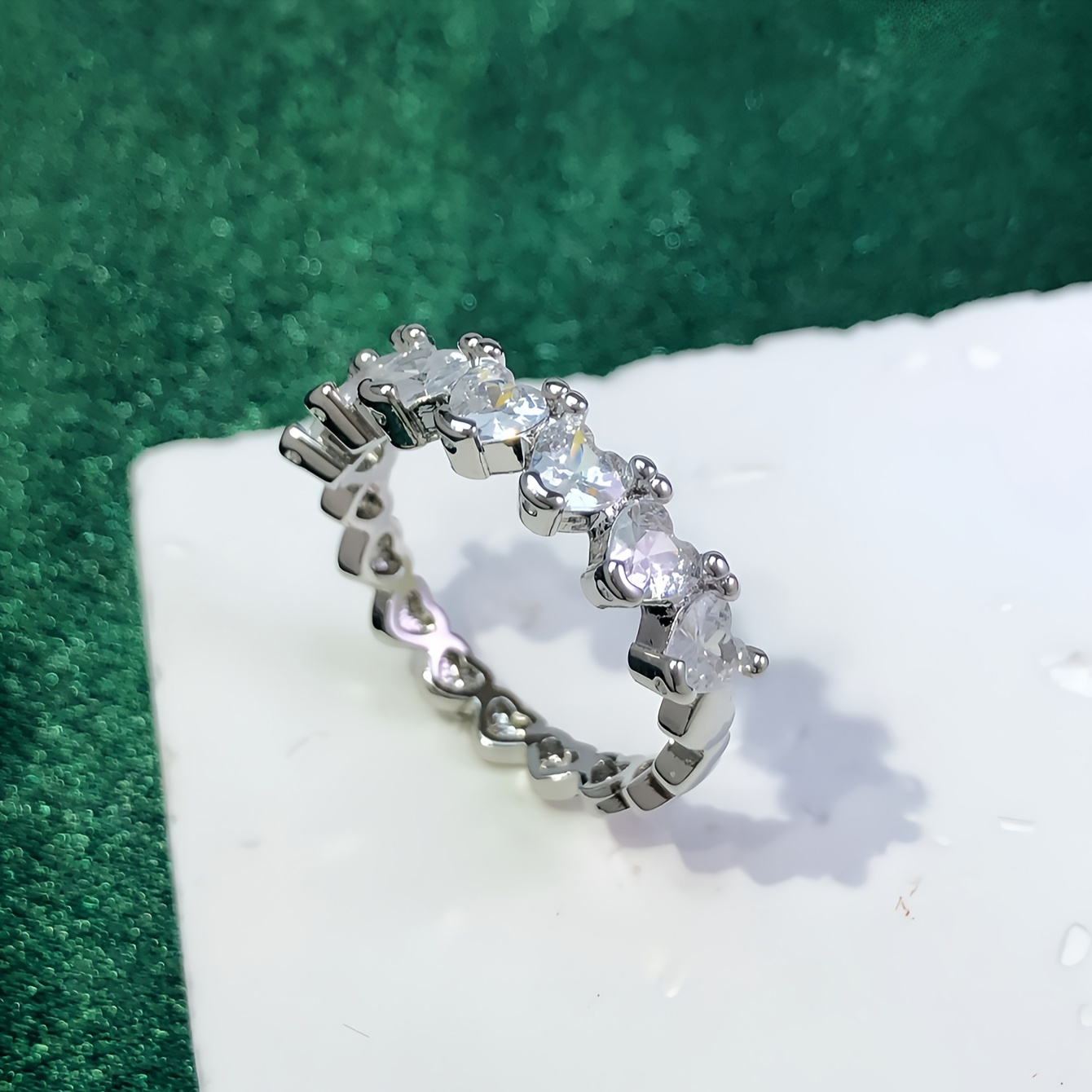 White Zircon Love Heart Ring Exquisite Copper Finger Ring - Temu Portugal