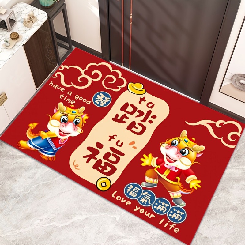 Spring Festival Themed Doormat Crystal Velvet Tpr Bottom Rug - Temu New ...