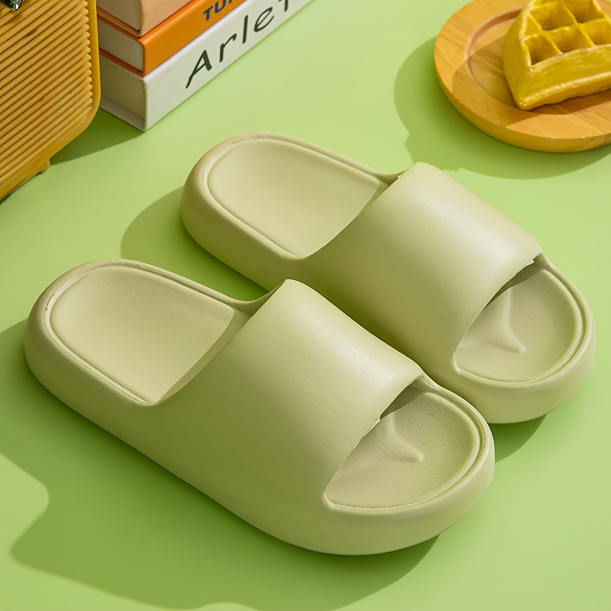 Mens Solid Color Eva Slides Casual Non Slip Slippers Open Toe Shoes For Indoor Outdoor Beach ...