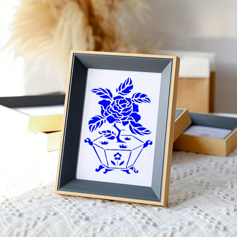 1 シート植木鉢ペイントテンプレート Diy 洗って再利用可能 家 床 描画テンプレートツール Temu Japan