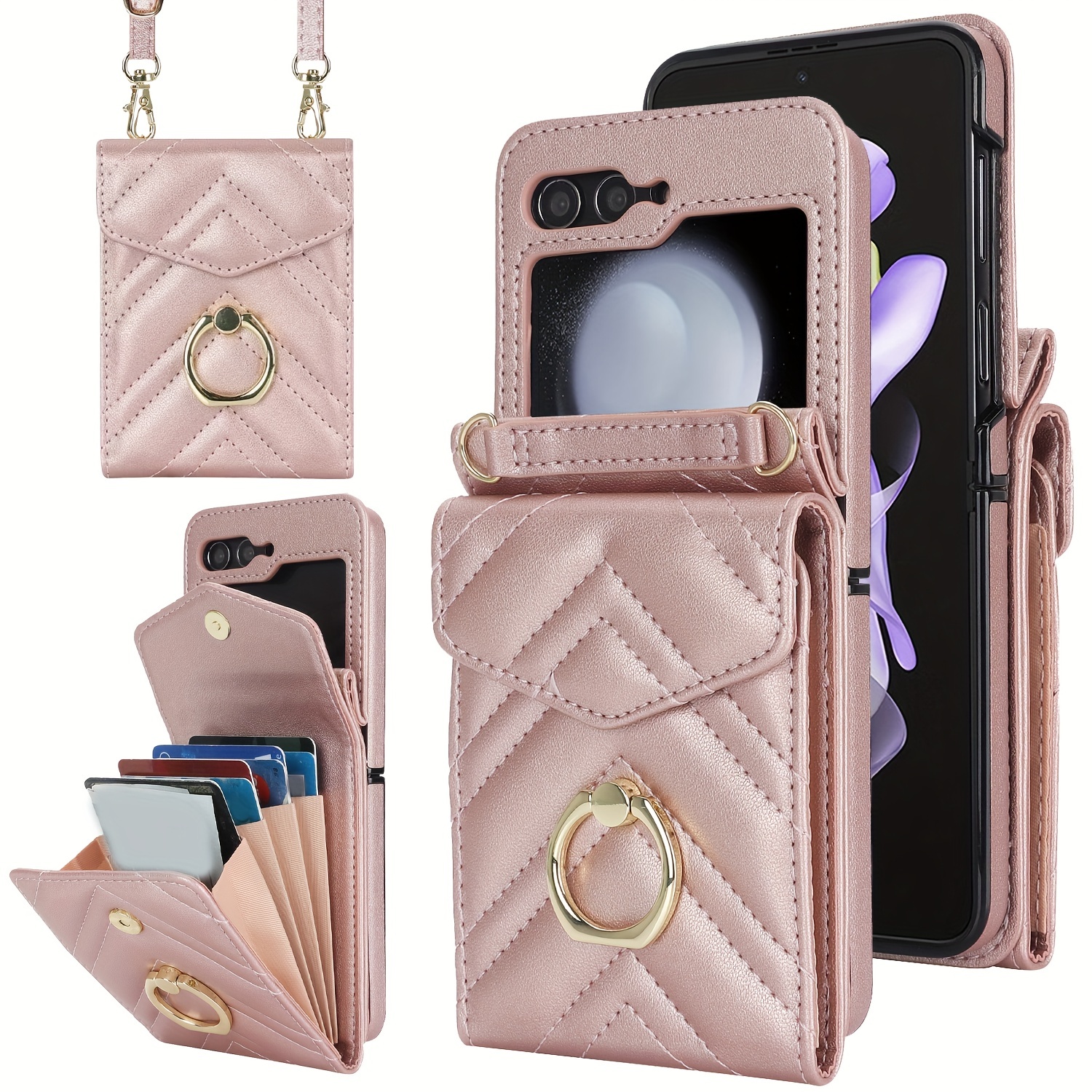 Fashion Crossbody Faux Leather Phone Case Samsung Galaxy Z - Temu ...