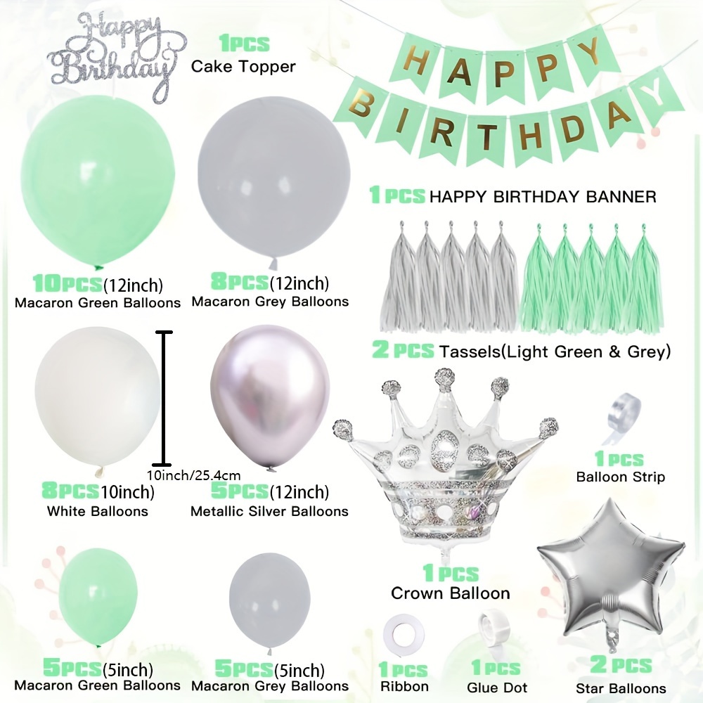 Mint Green Balloon Decoration Kit Happy Birthday Banner - Temu Australia