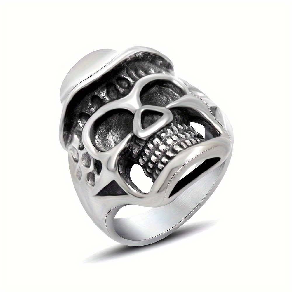 Skull Head 304 Stainless Steel Men's Ring Vintage Ring - Temu United ...