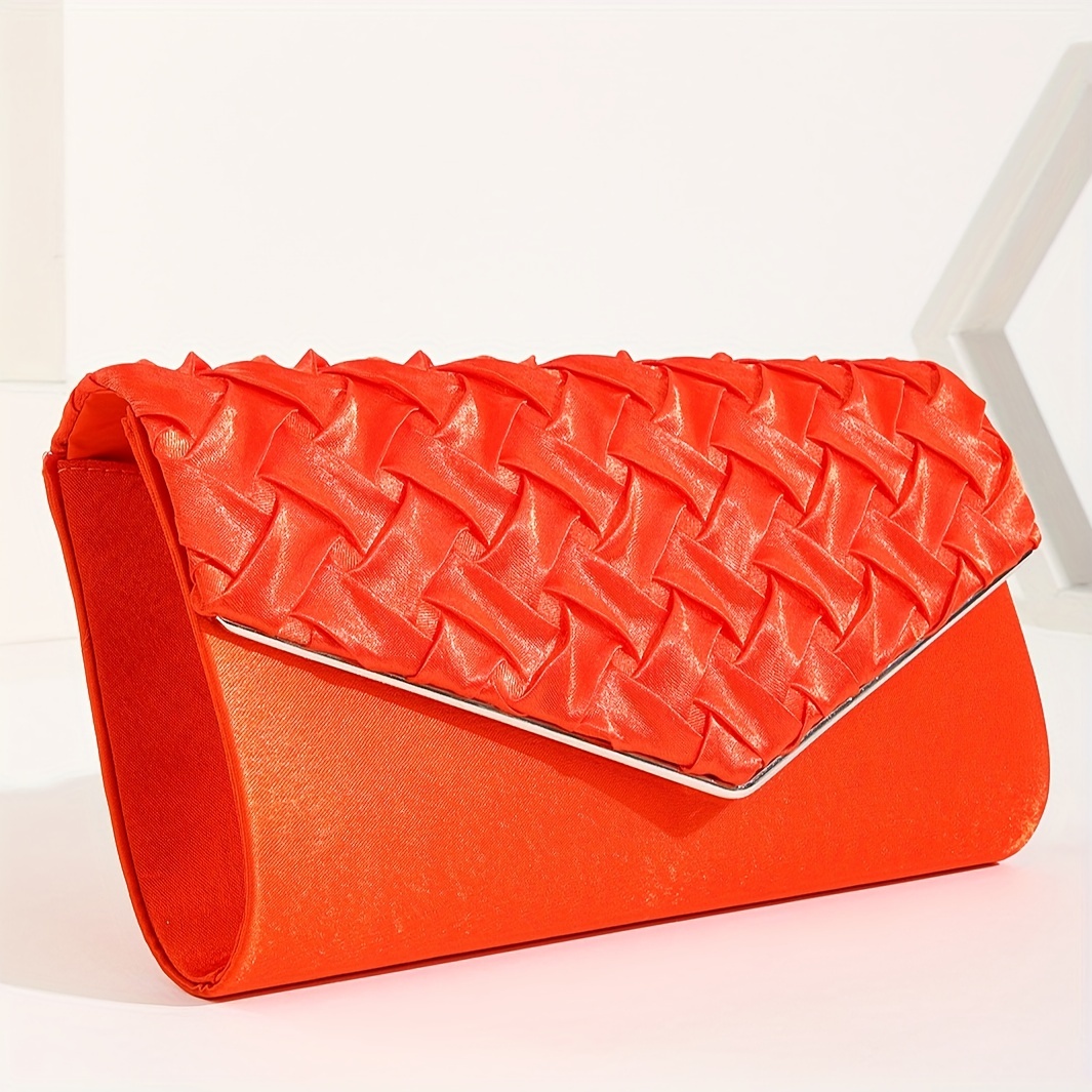 Elegant Woven Flap Evening Bag, Solid Color Chain Dinner Bag, Perfect ...