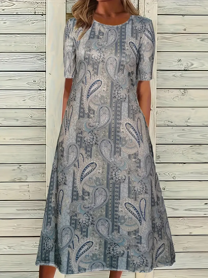 Leopard Print Crew Neck Dress Elegant Short Sleeve Dress Temu Ireland