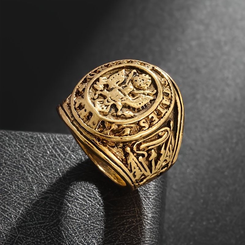 New Fashion Punk Ring Men's Eagle Badge Men's Golden Ring - Temu United ...