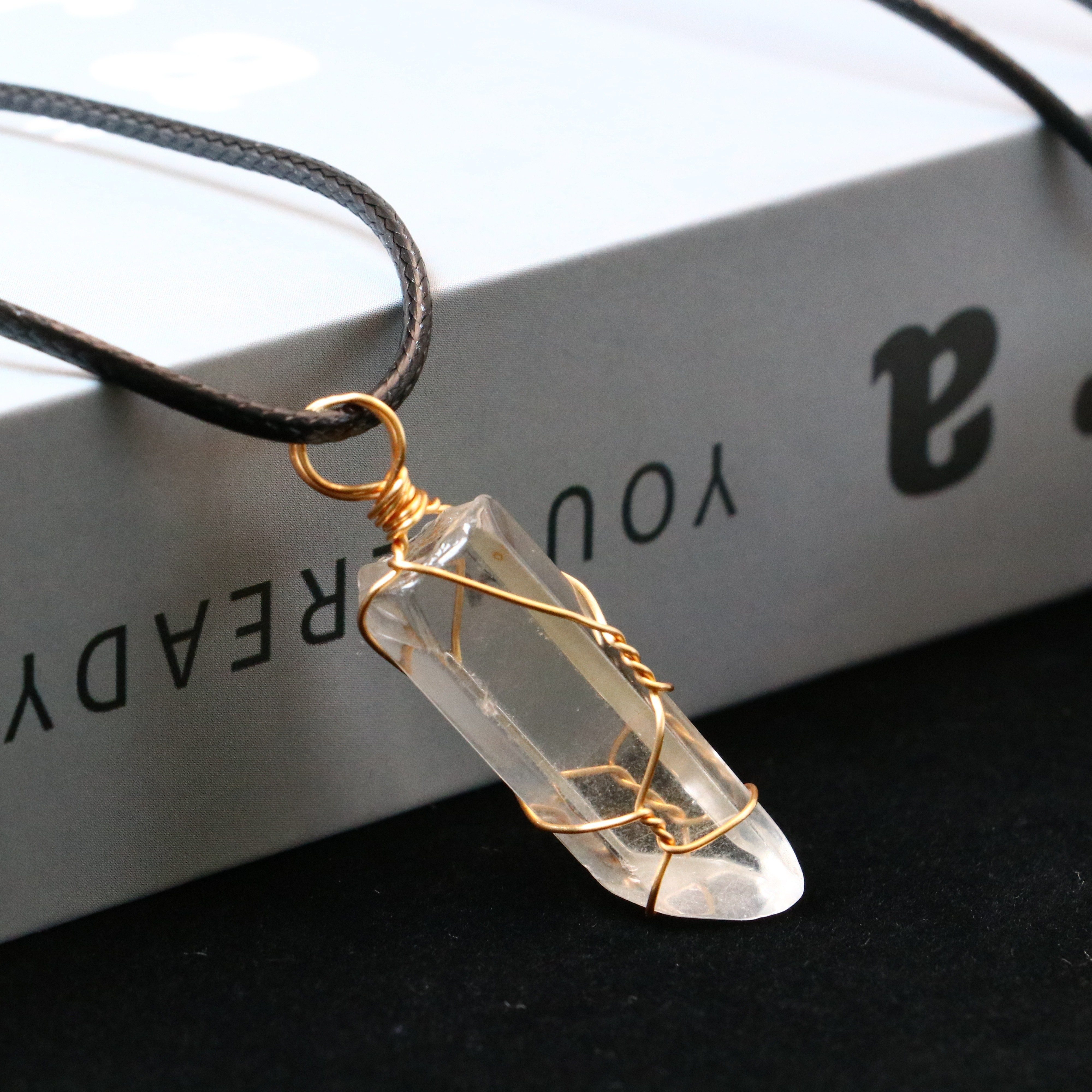 Natural Clear Quartz Crystal Stone Wrapped Pendant - Temu Ireland