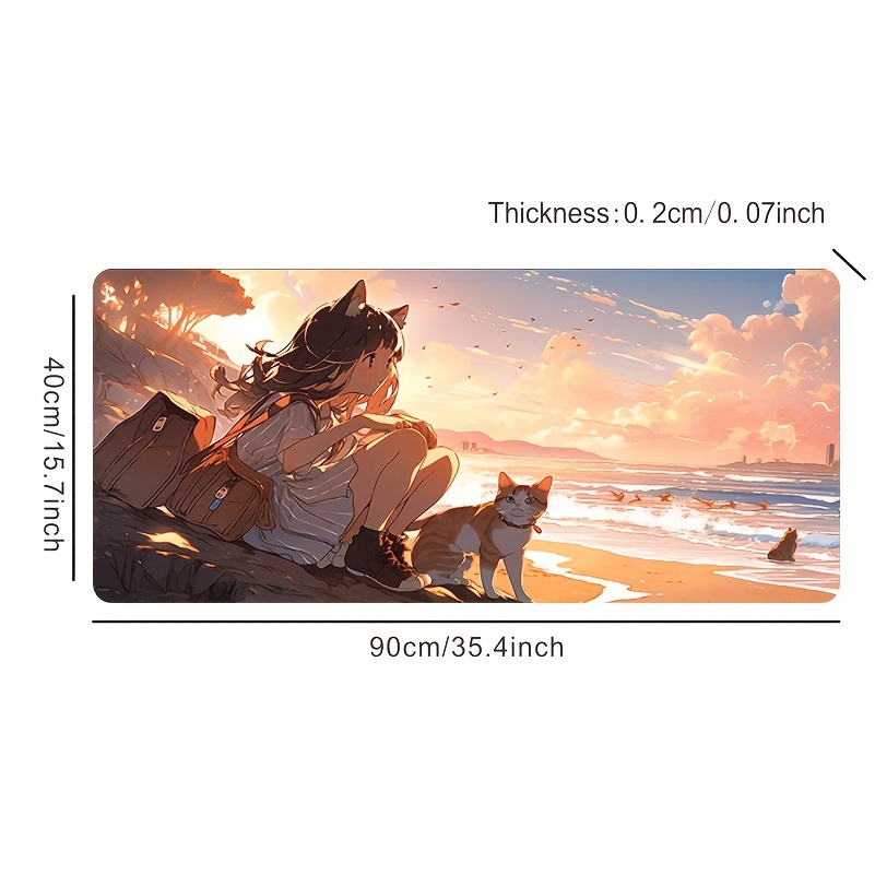 Anime Cartoon Sunset Seaside Mouse Pad Romantic Girl Mouse - Temu Denmark
