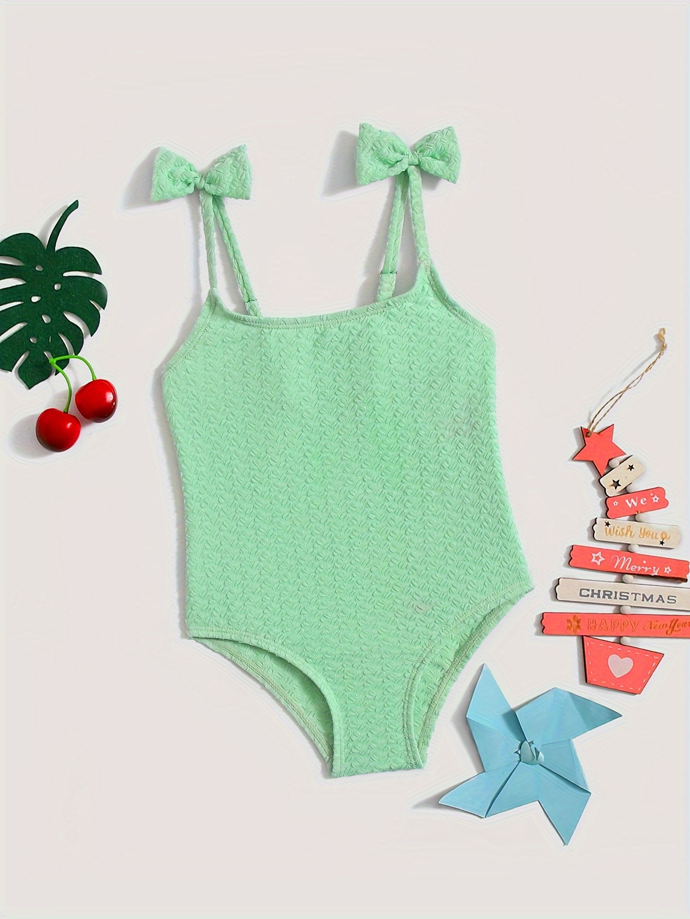 Solid Bow Swimsuit Girls Cute Bathing Suit Summer Clothes - Temu New ...