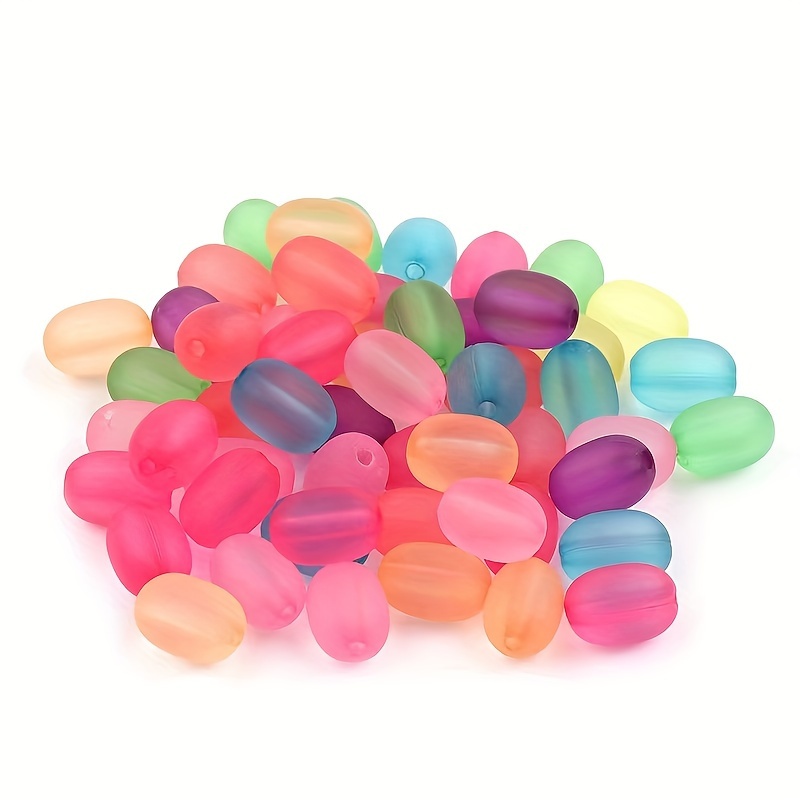 Acrylic Oval Rubber Matte Beads Transparent Candy Color - Temu Ireland