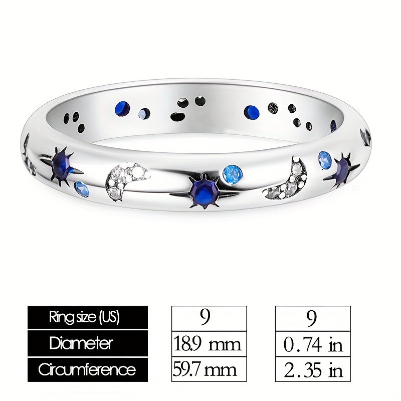 Chic Band Ring 18k Plated Trendy Moon Sun Star Design Paved - Temu ...