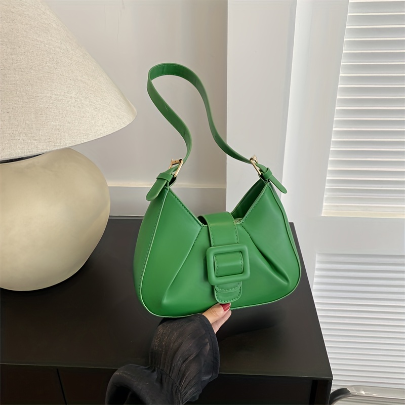 Minimalist Ruched Design Baguette Bag Solid Color Underarm - Temu ...