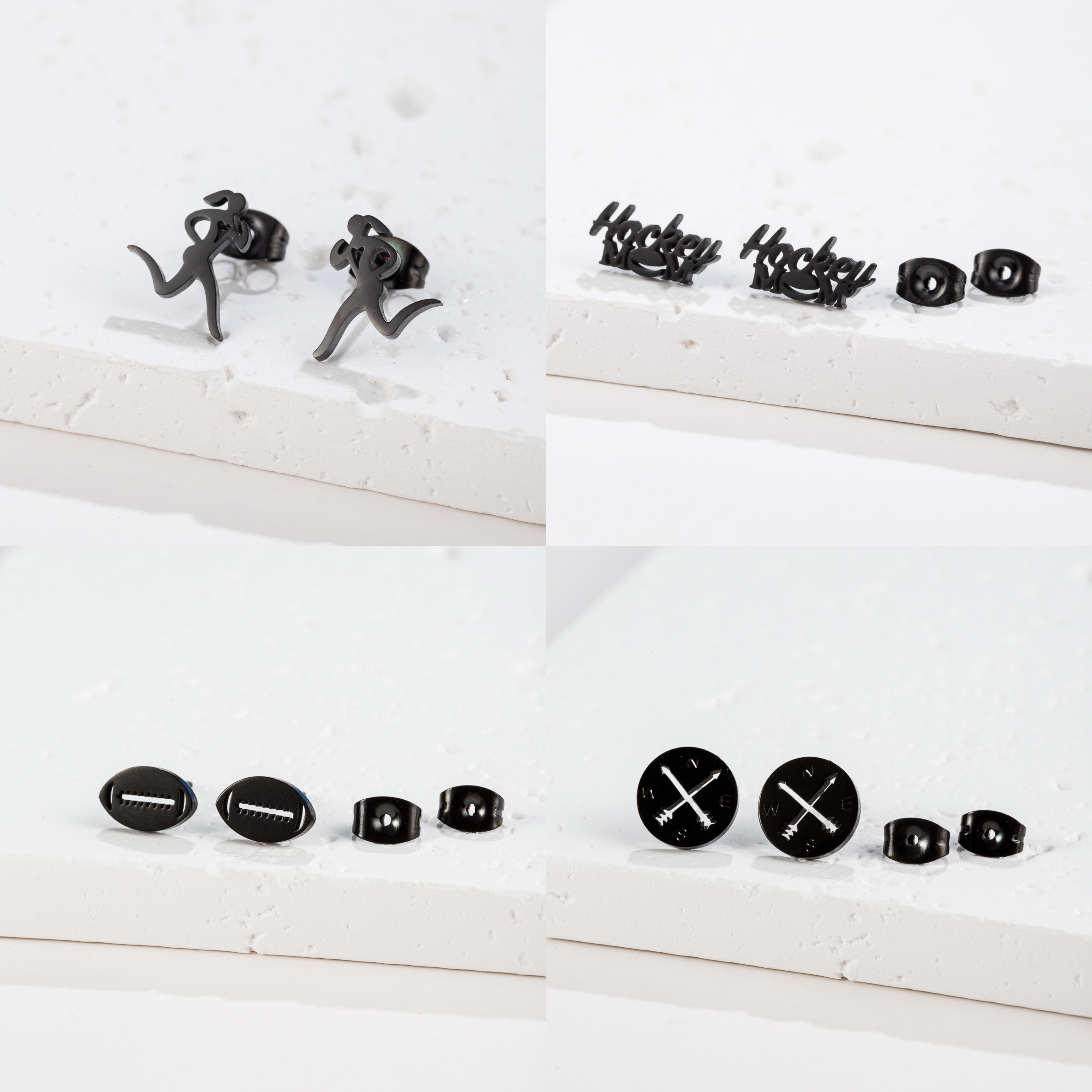 Hockey Rugby Stud Earring Men Stainless Steel Sports Club - Temu United ...