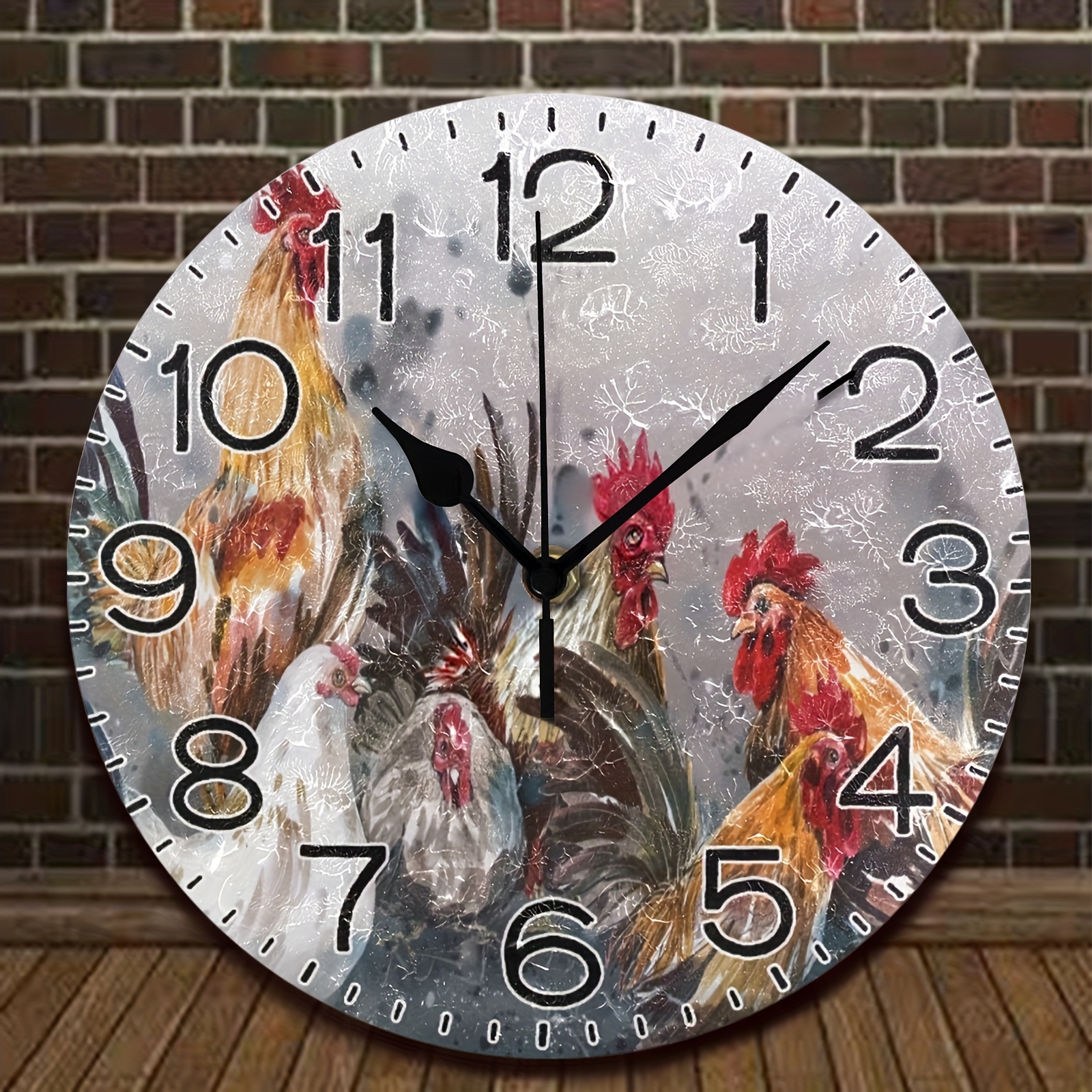 Watercolor Painting Chicken Wall Clock Silent Rustic - Temu Canada