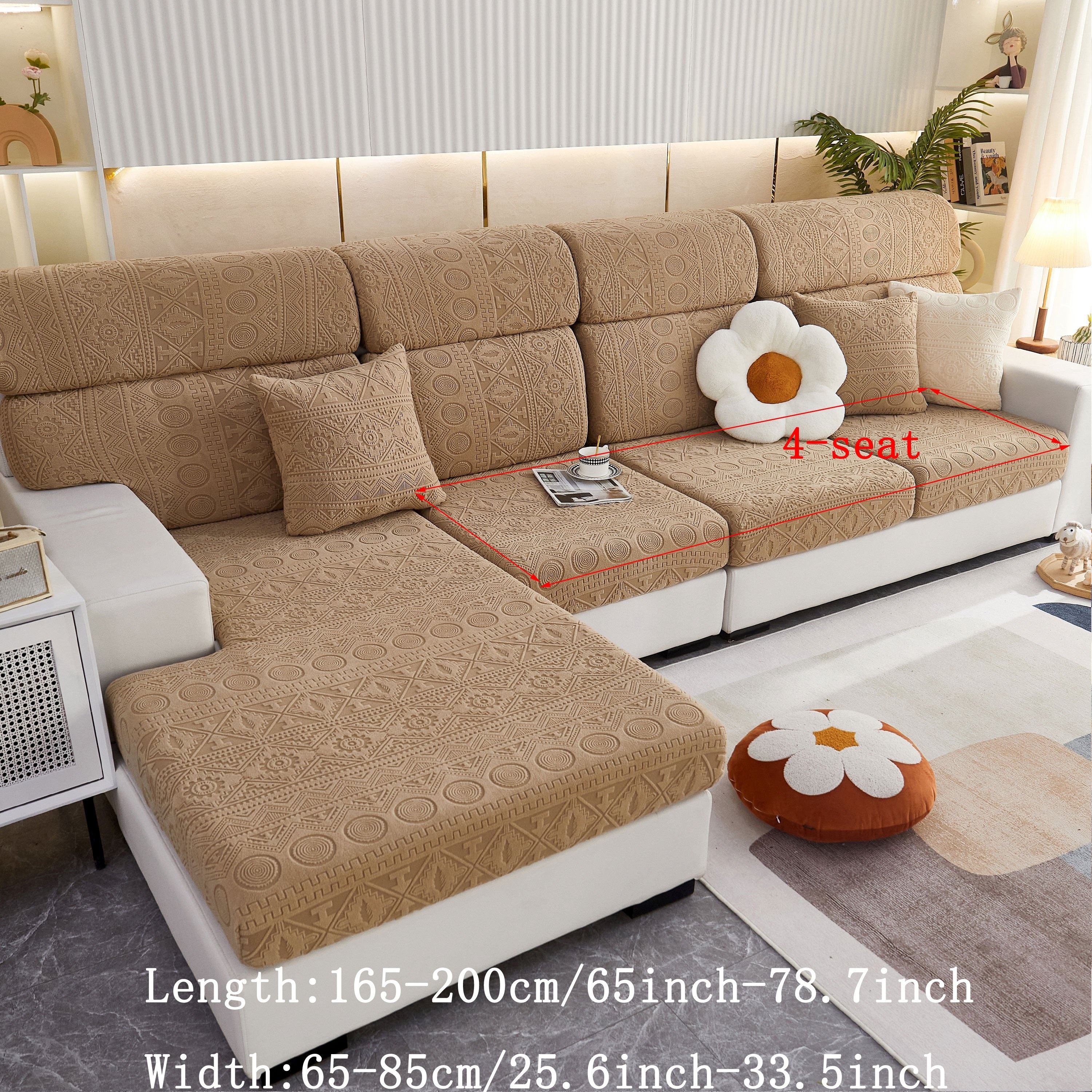 Solid Colored Bohemian Sofa Cover Elastic Sofa Slipcover - Temu Canada