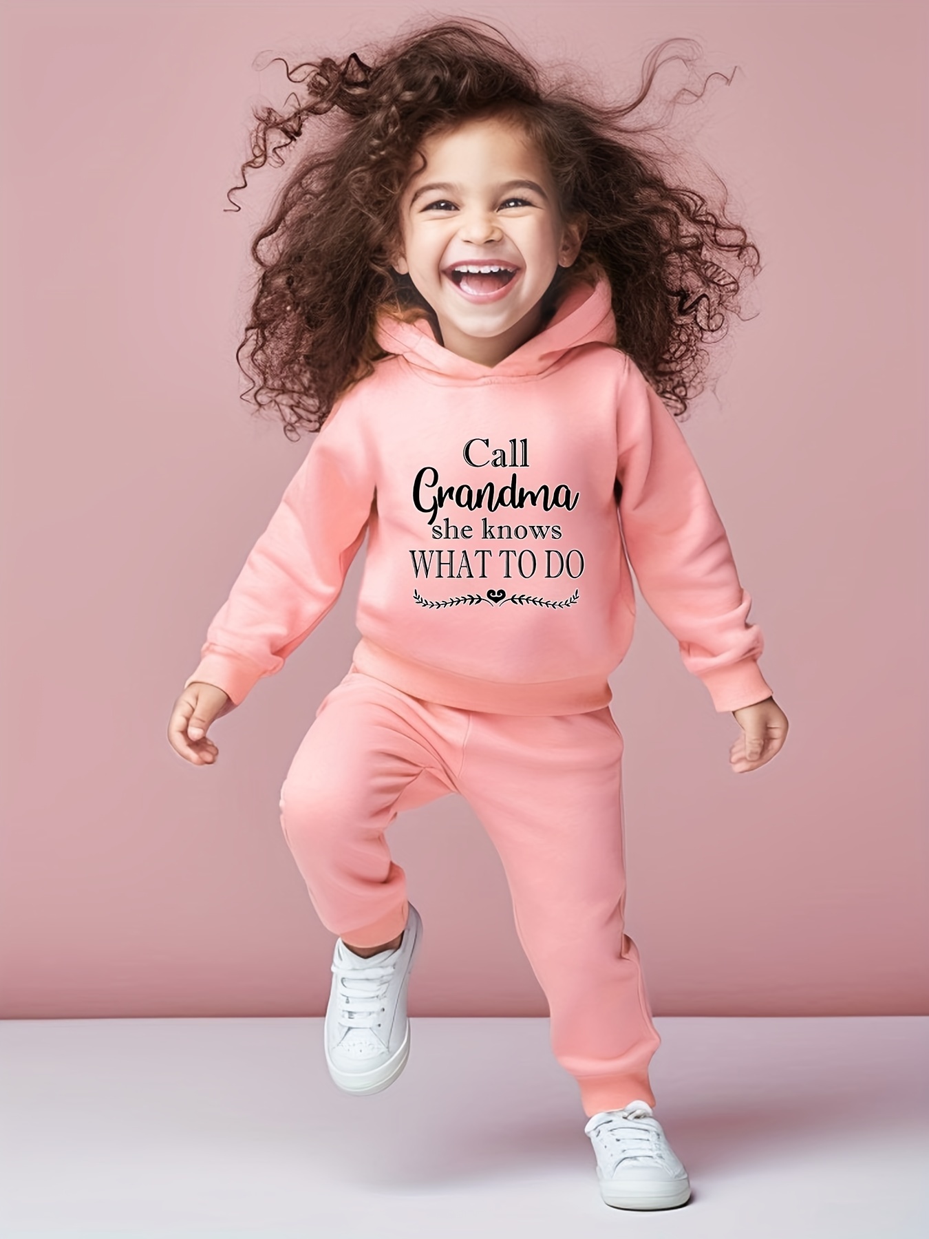 Fashion Girls Cute ''call Grandma'' Print Long Sleeve Hooded - Temu Ireland