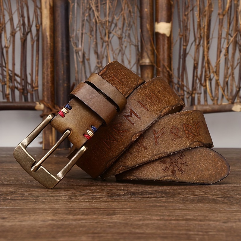 Retro Men's Genuine Leather First Layer Cowhide Belt Men's - Temu ...