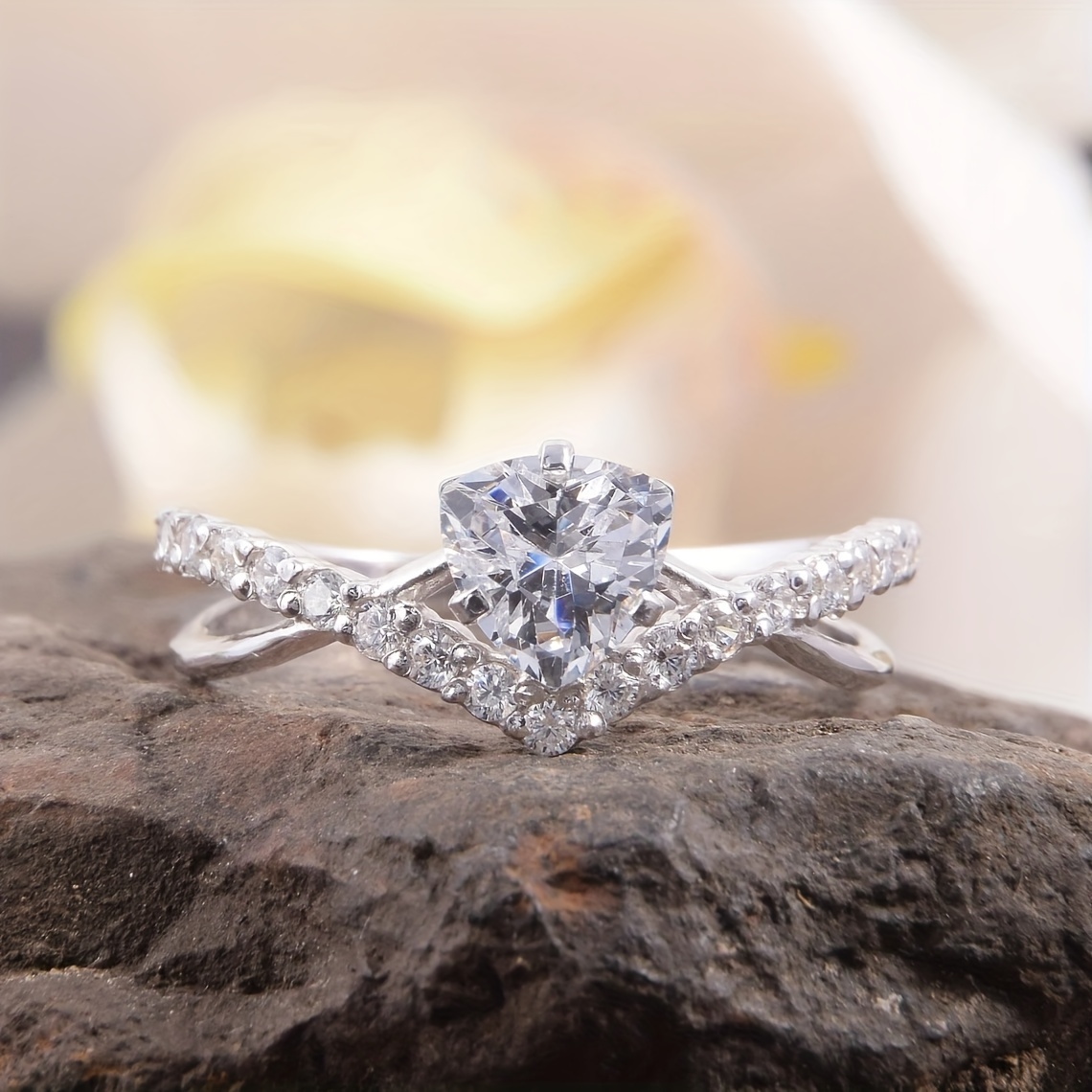 Stylish Promise Ring Trendy Intertwine Design Inlaid Shining - Temu ...