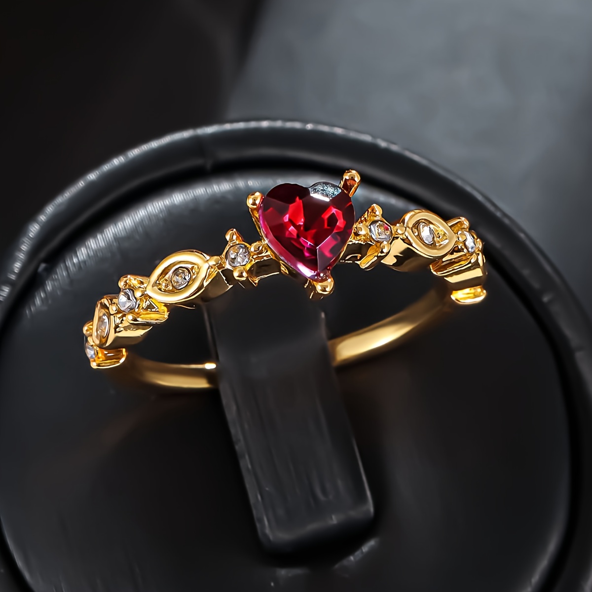 Stylish Ring Inlaid Rhinestone In Heart Shape Symbol Beauty - Temu ...