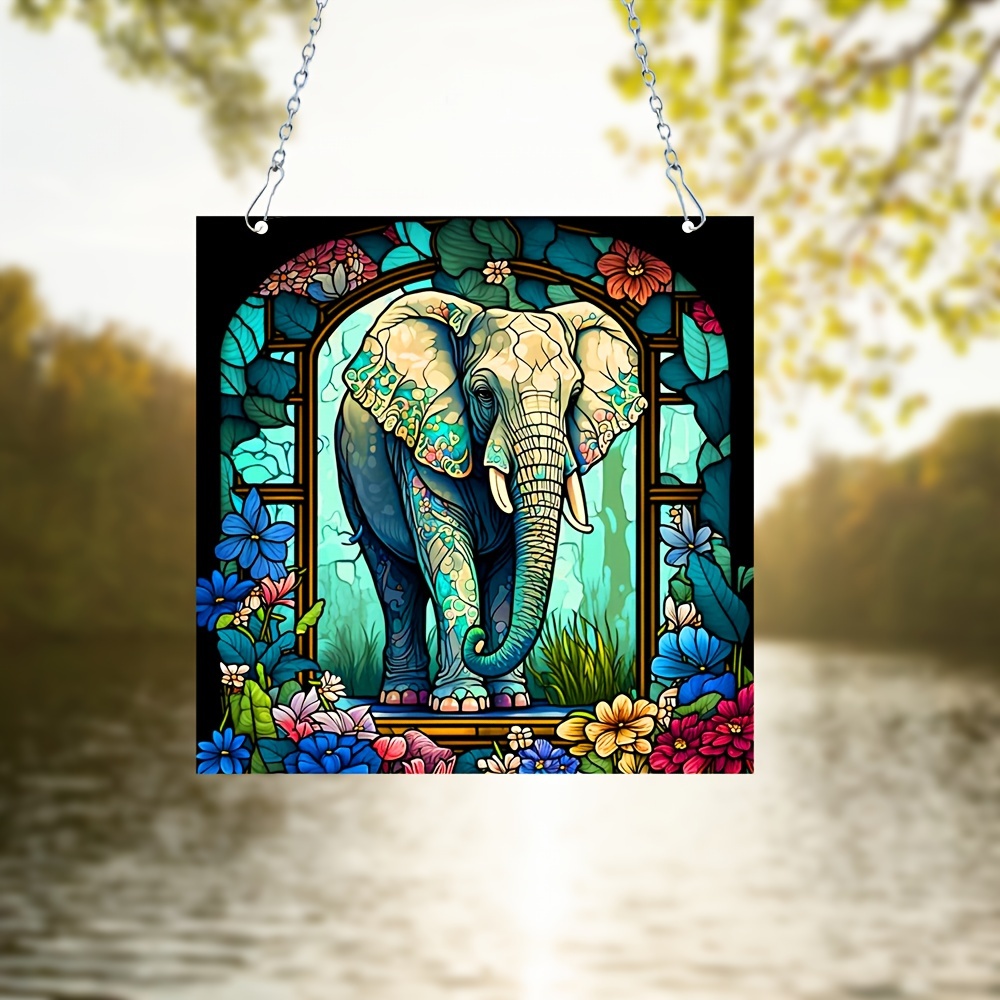 Elephant Stained Acrylic Suncatcher Hanging For Window - Temu Australia