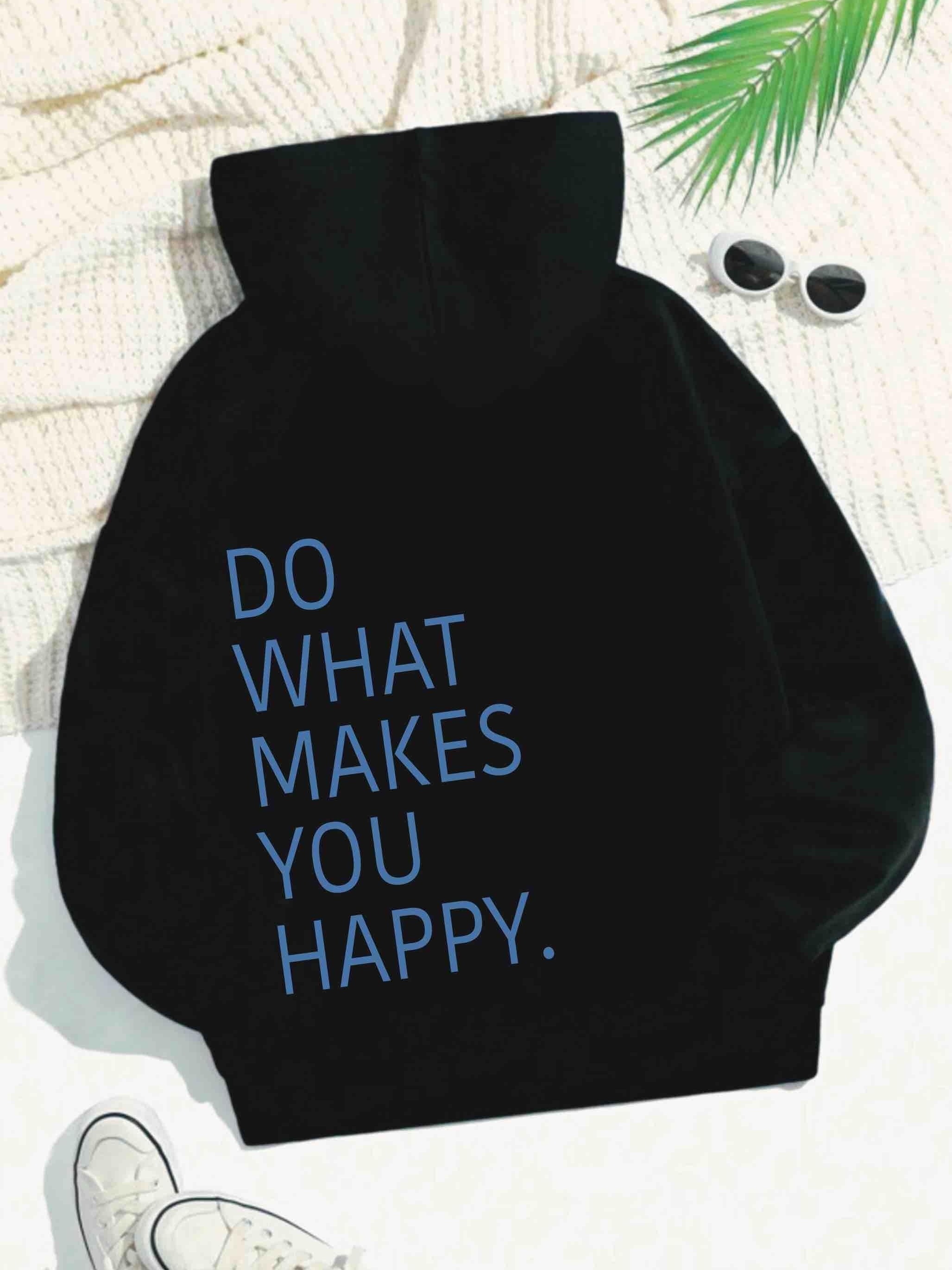 Slogan Print Kangaroo Pocket Hoodie Casual Long Sleeve - Temu Canada