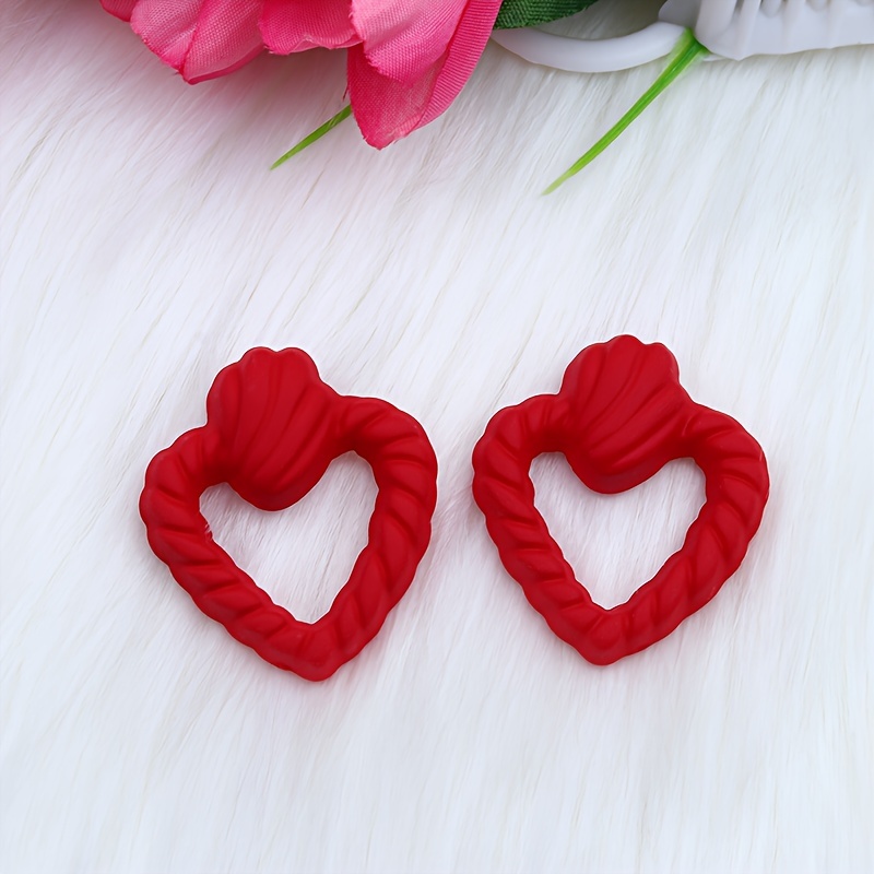 Colorful Hollow Heart Design Dangle Earrings Elegant Simple - Temu ...