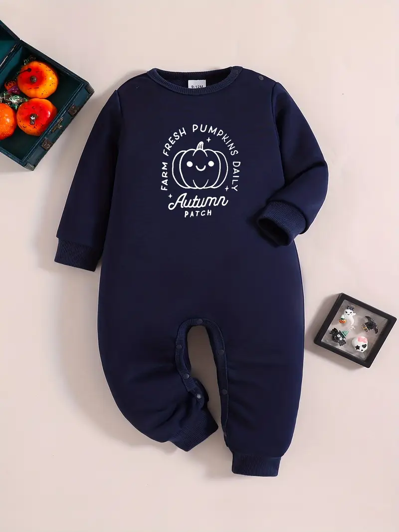 Pumpkin Print Girls Long Sleeve Loose Comfy Bodysuit Graphic Temu