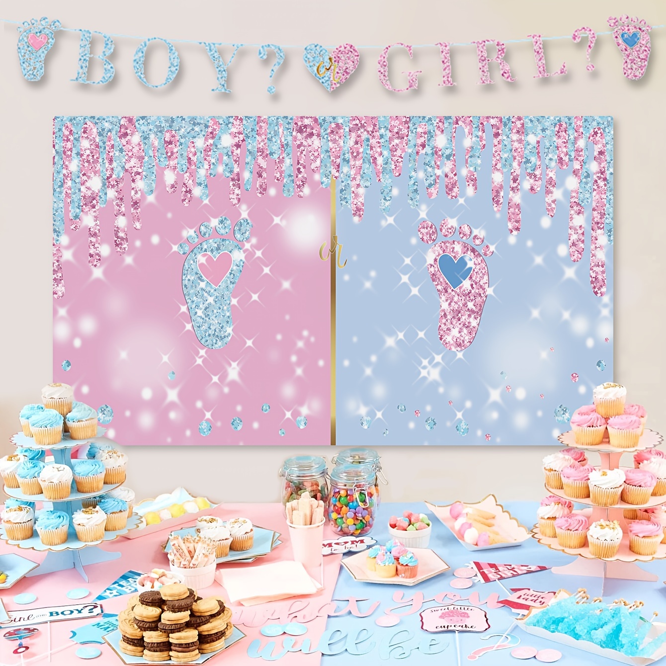 Gender Reveal Party Background Cloth Banner Boy Girl Birth - Temu New ...