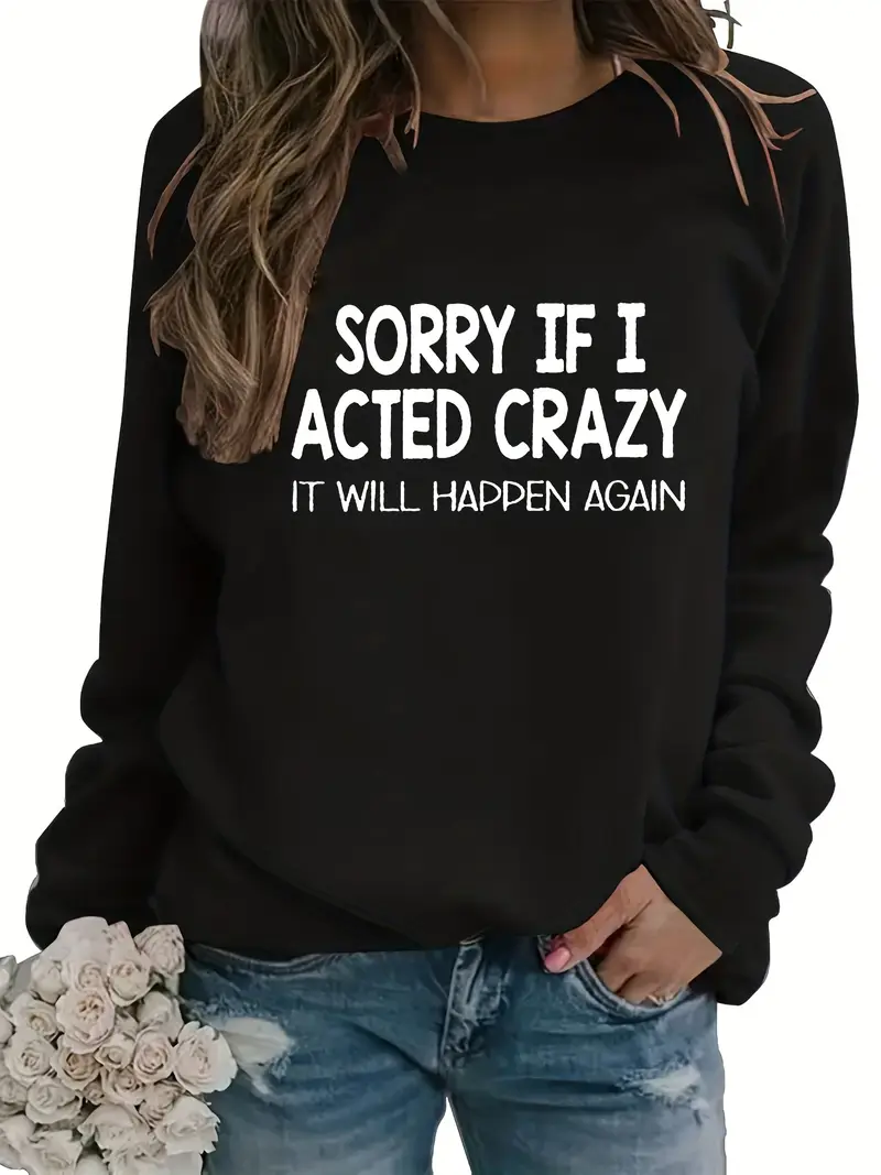 Casual Sweatshirt Plus Size Women S Plus Slogan Print Long Temu Australia