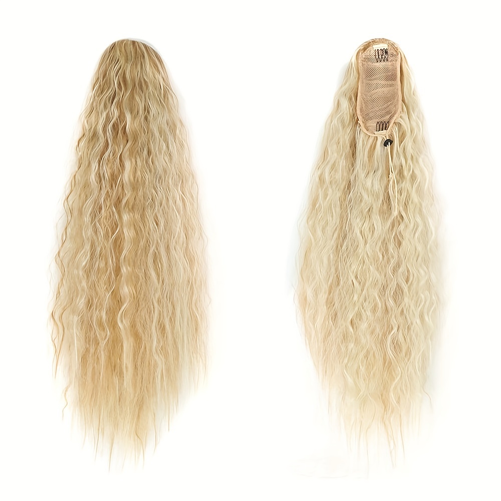 Long Corn Wave Ponytail Extension Heat Resistant Wavy - Temu Australia
