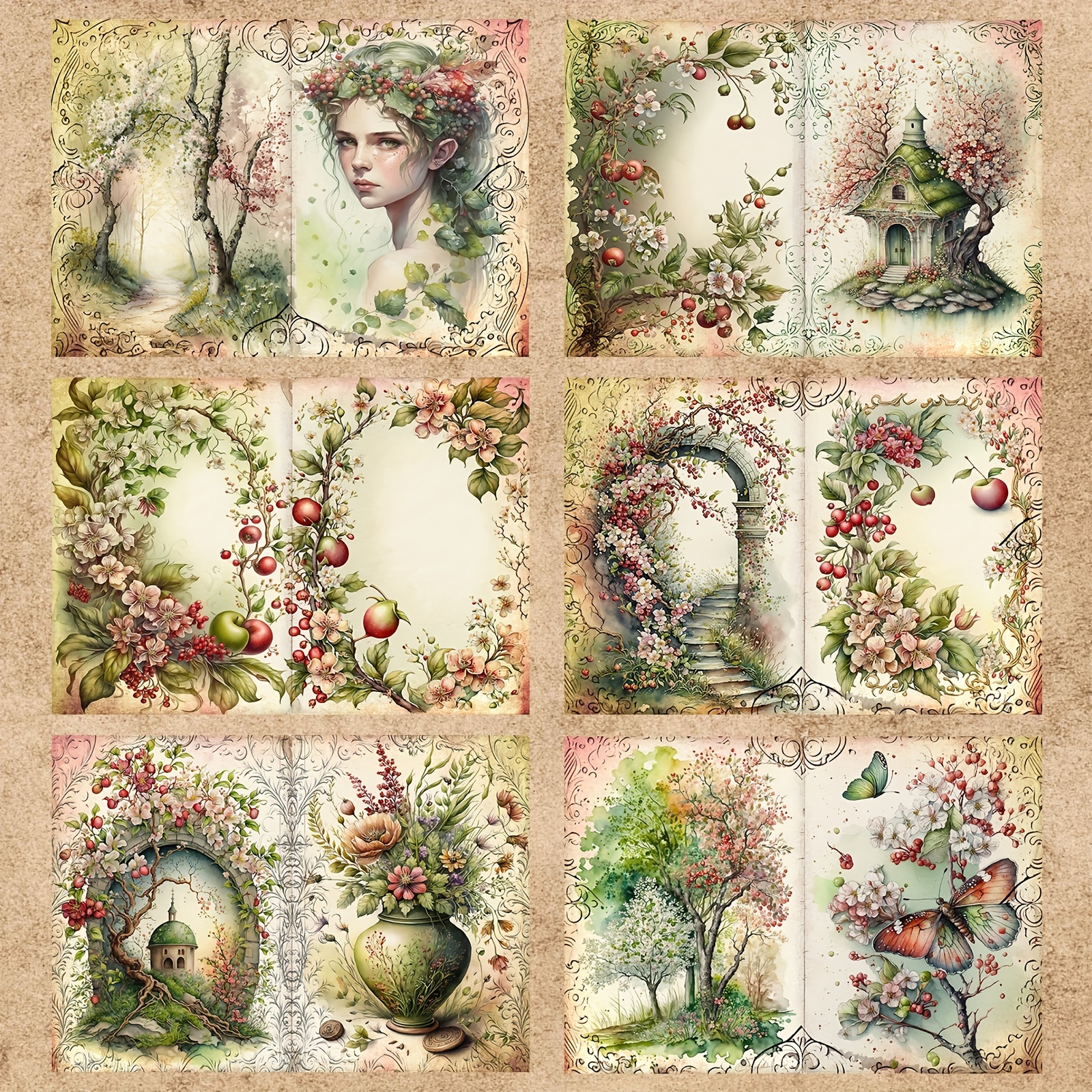 20sheets A5 Size Spring Bird Garden Vase Girl Decoration Diy Retro ...