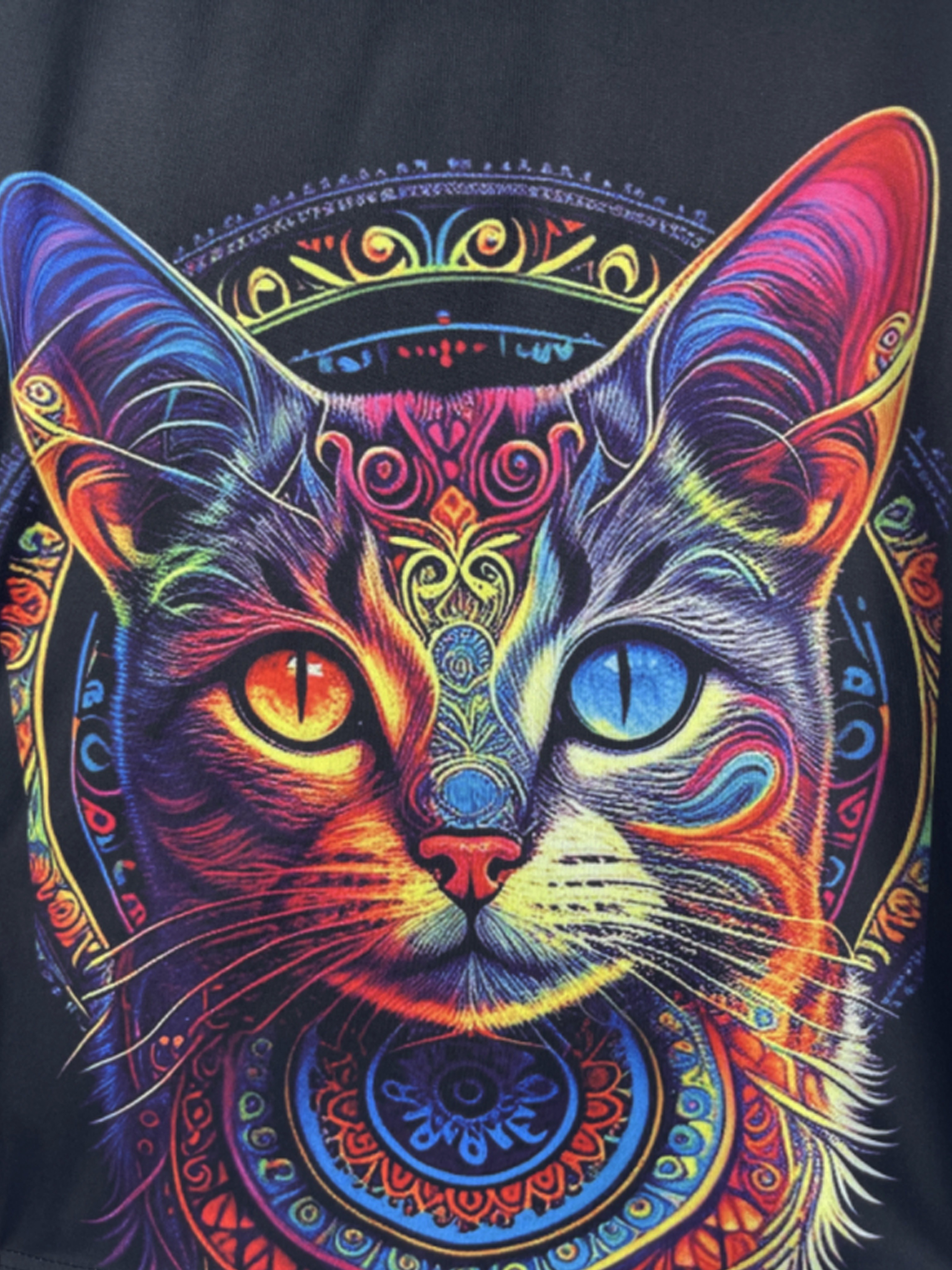 Colorful Cat Print Crew Neck T shirt Casual Long Sleeve Top - Temu New ...