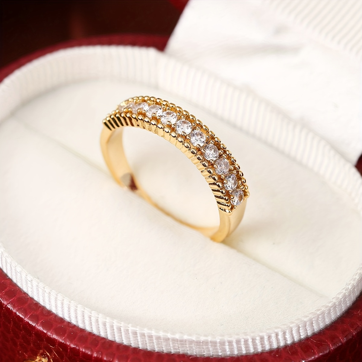 Minimalist Promise Ring Paved A Row Shining Zirconia Multi - Temu ...
