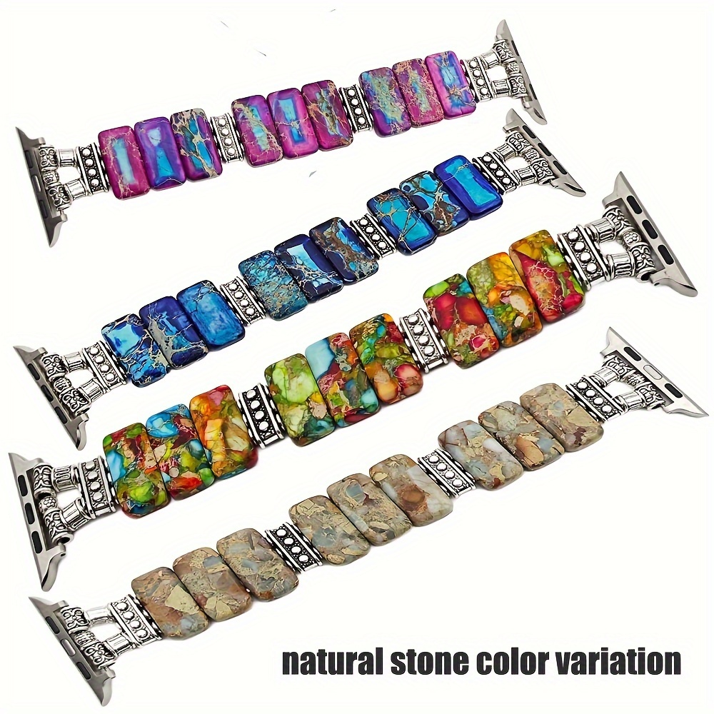 Natural Emperor Colorful Stone Strap Bracelet Compatible - Temu Canada