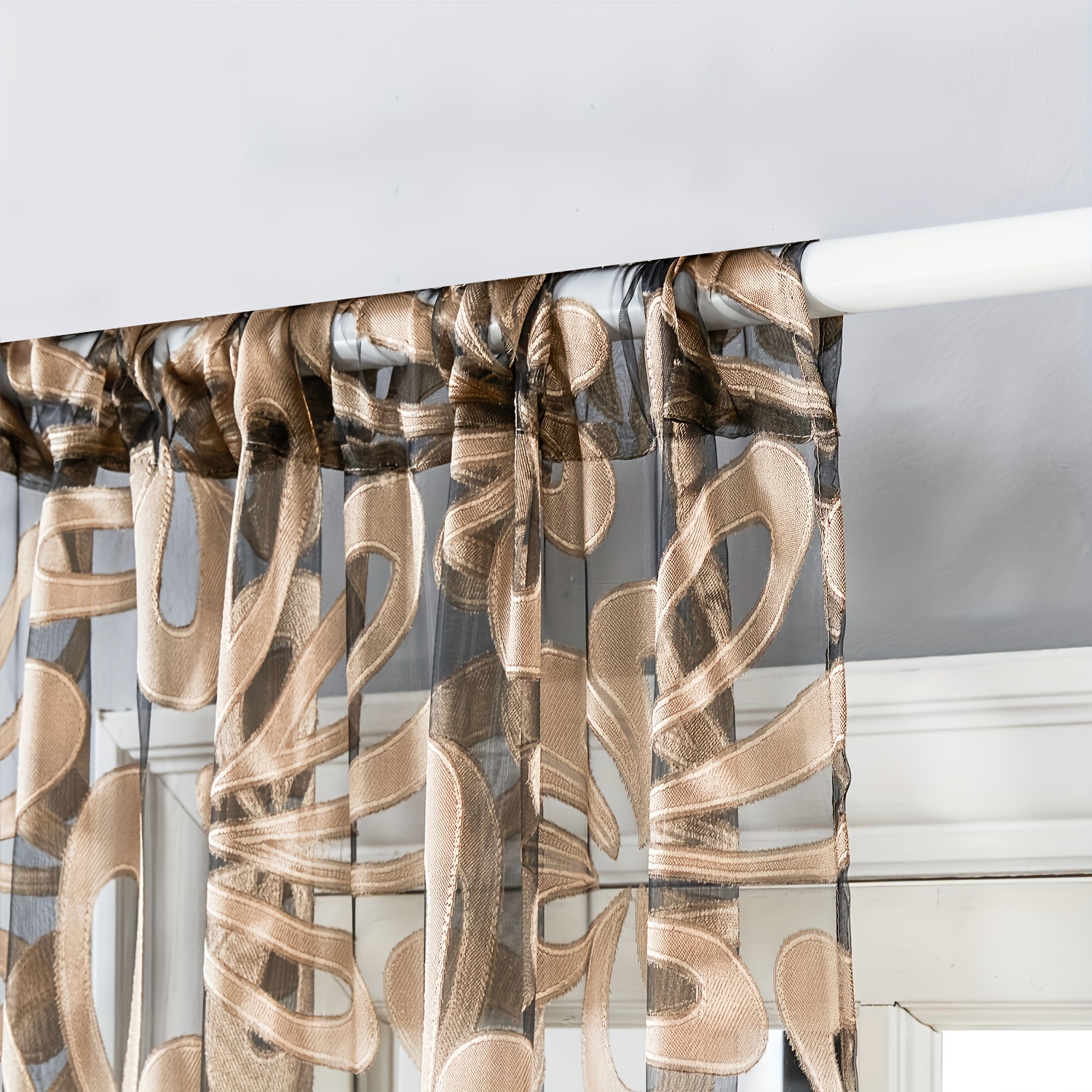 Stylish Jacquard Curtain Home Decor Rod Pocket Window - Temu United Kingdom