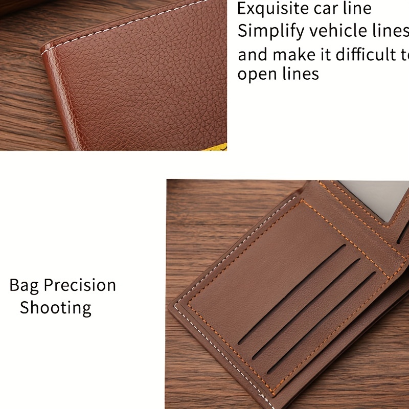 mens pu leather striped short wallet multiple card slots purse large ...