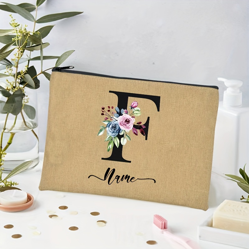 Customized Flower Initial Letter Name Cosmetic Bag Women's - Temu ...