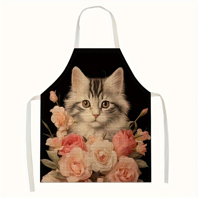 Linen Apron Colorful Printed Sleeveless Cooking Apron Cute - Temu Canada